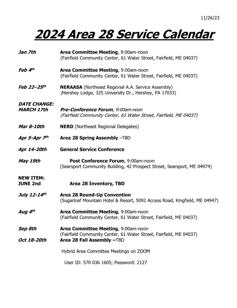 Home - Maine AA Area 28