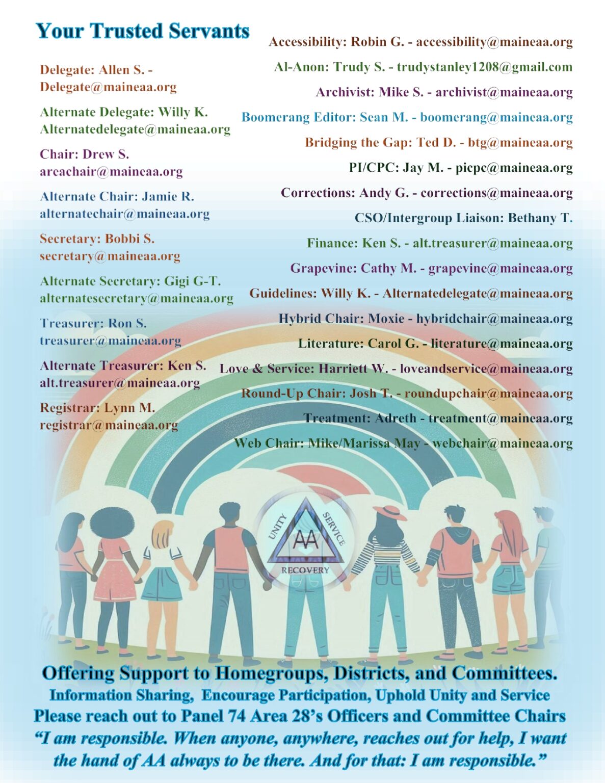 Contact Area Officers & Chairs - Maine AA Area 28